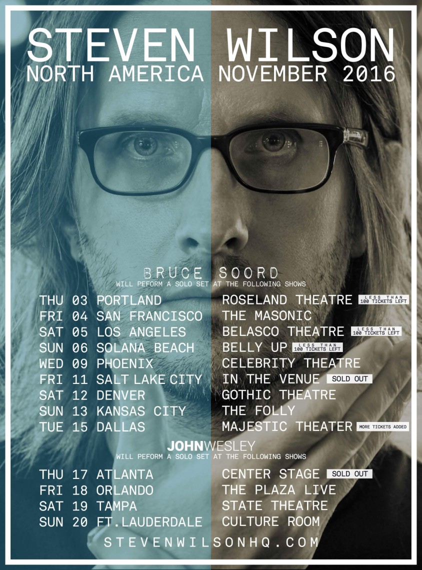 An update on the forthcoming tour of the USA - Steven Wilson